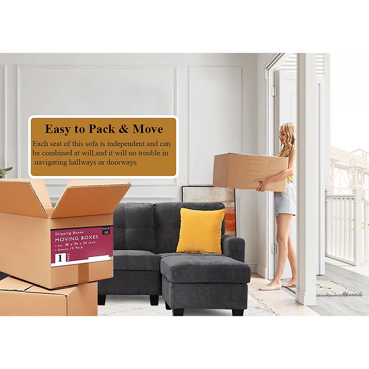 asunflower Small Chaise Couch Loveseat Sofa with Storage Ottoman Velvet L Shape Small Sofa Couch for Bedroom,Office, 2 Seater Couch for Small Room