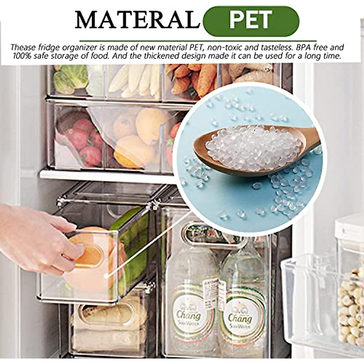 bealy Can Organizer for Refrigerator,Refrigerator Organizer Bins,Extra Large Stackable Fridge Organizer,Pantry, Makeup,Bathroom Organizer