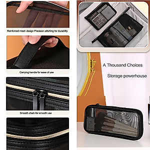 Gidary Mesh Cosmetic Bag Mesh Zipper Pouch Clear Cosmetic Bags for Home Travel Accessories Organizer 3PCS