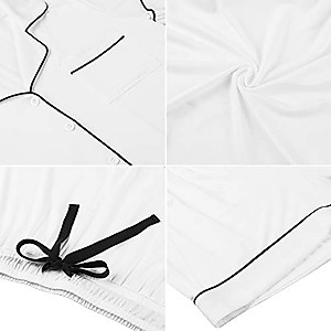 Samring Pajamas for Women Sleepwear Womens Shorts Button Down Cotton Nightwear Set PJS for Women White L