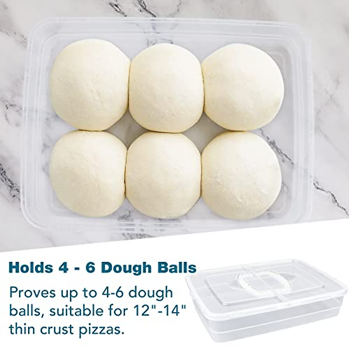 2 PCS Dough Trays for Pizza, Commercial Pizza Dough Proofing Box, BPA FREE，Durable Pizza Storage Container, 14" x 10.3" Large Capacity Pizza Dough Containers, Home Pizza Dough Trays with Handles