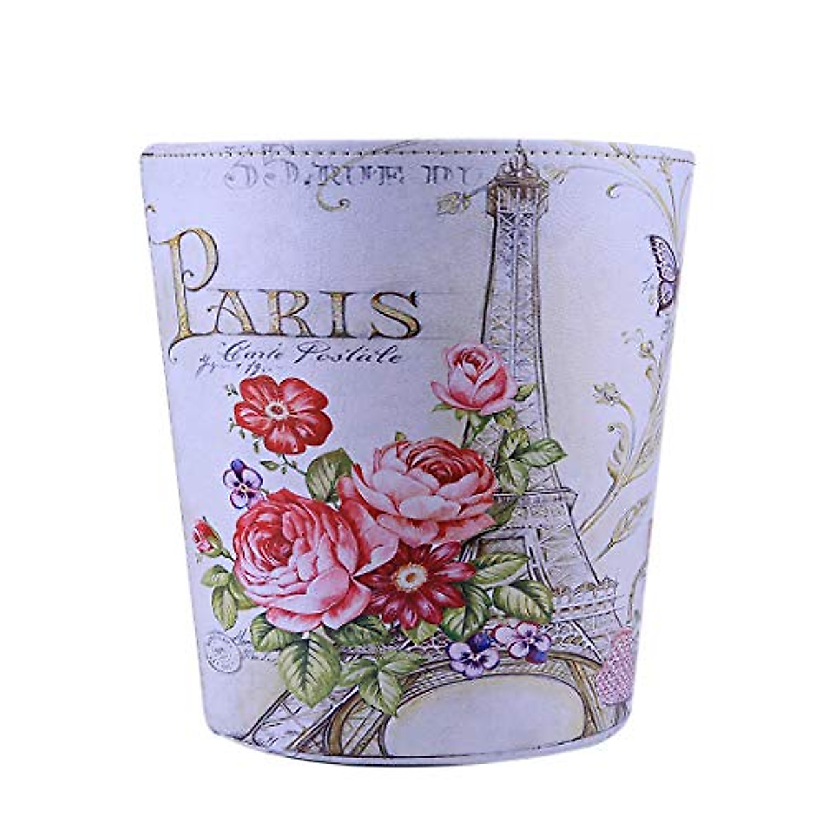 Lingxuinfo Scakbyer Waste Paper Bin, European British Style Tower Pattern Trash Can Wastebasket Garbage Can Without Lid Waste Bin for Kitchen Bathroom Bedroom (Tower Red Flower)