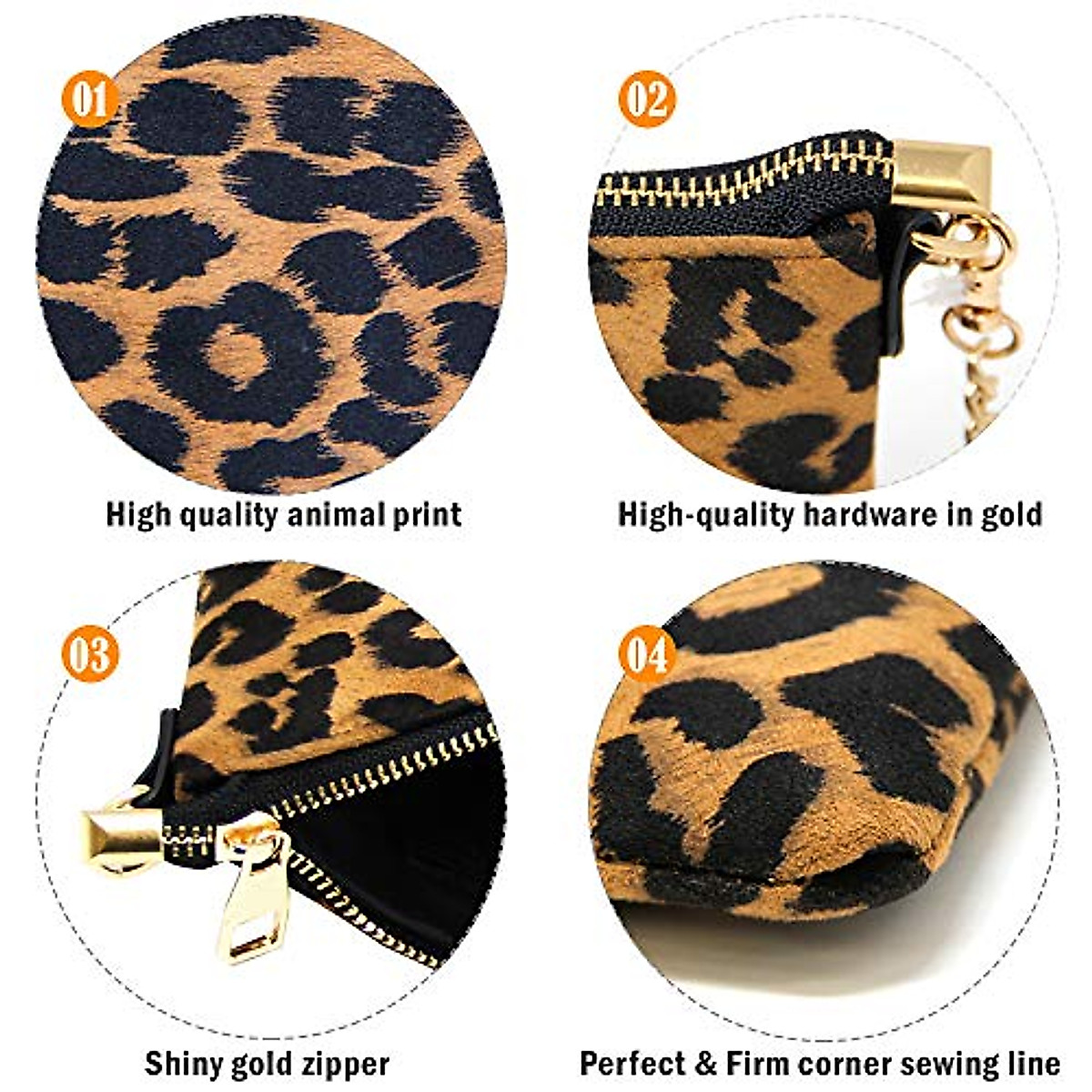 Me Plus Women Fashion Leopard Print Handbag Shoulder Crossbody Bag Clutch Pouch Detachable Gold Chain Strap (Animal Print - Brown)