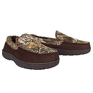 Realtree Men's Memory Foam Camo Moccasin House Slipper Indoor/Outdoor, Camo, Large