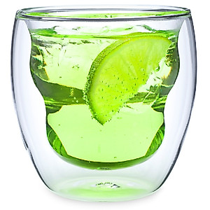 Curva Artisan Series Double Wall Beverage Glasses and Tumblers – Set of 4 Unique 8 oz Thermo Insulated Drinking Glasses