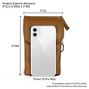 befen Leather Crossbody Wallet Purses and Handbags Cell Phone Smartphone Trendy Travel Cross Body Bags for Women - Fit iPhone 15 Pro Max, Cognac Brown