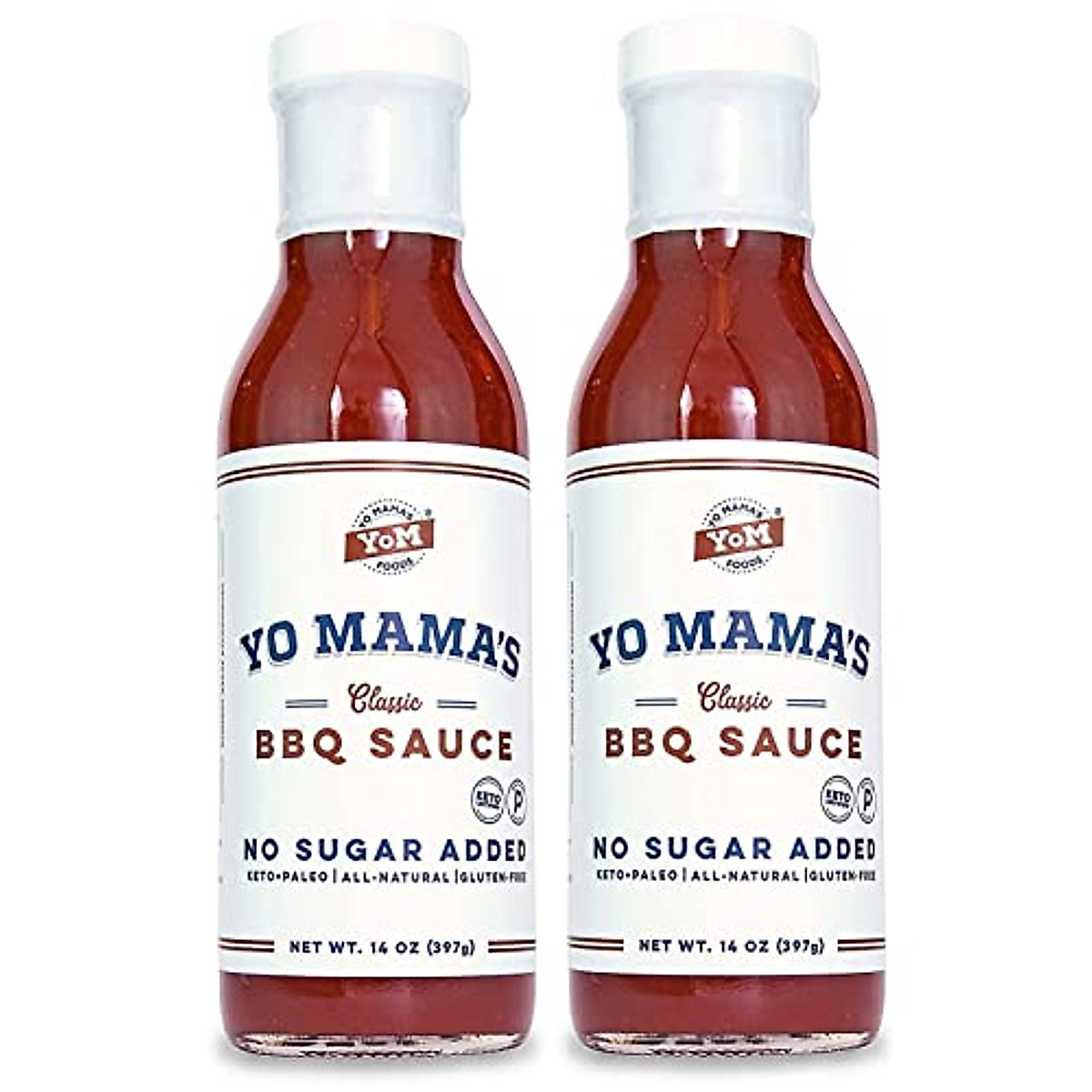 Keto Barbecue BBQ Sauce by Yo Mama's Foods – (Pack of 2) - Vegan, No Sugar Added, Low Carb, Low Sodium, Gluten Free, Paleo, and Made with Whole Non-GMO Tomatoes!