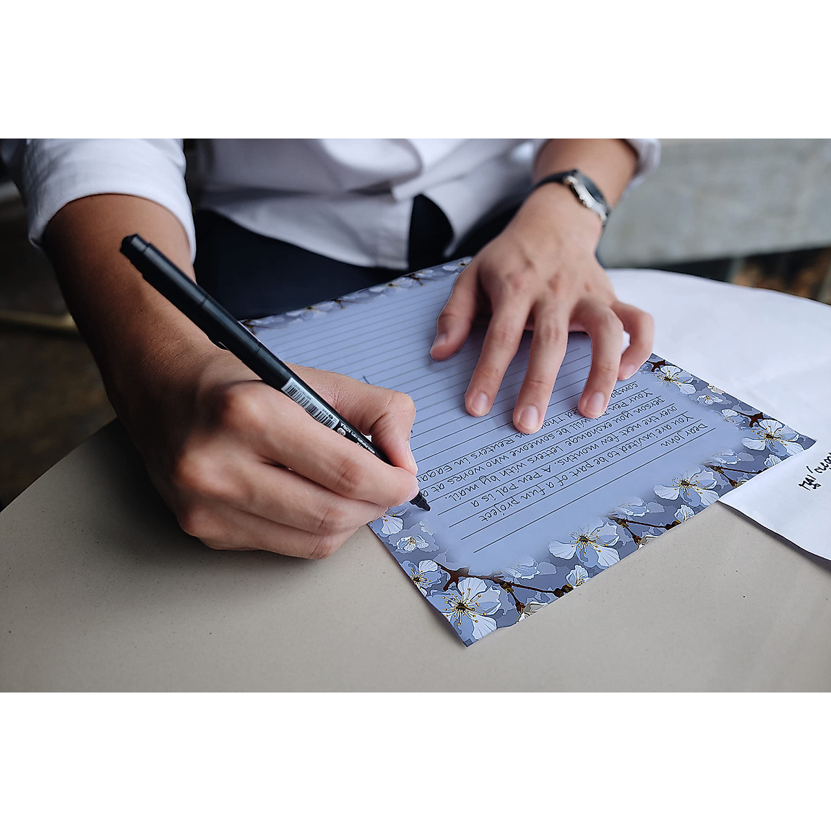 Floral Paper Stationery Set, 100 Piece Set (50 Lined Sheets + 50 Matching Envelopes), Letter Size 8.5 x 11 inch, 6 Designs, Double Sided/Lined Printing Paper, by Better Office Products