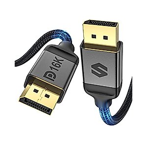 Silkland DisplayPort 2.1 Cable, DP 2.0 Cable [16K@60Hz, 10K@60Hz, 8K@120Hz, 4K@240Hz 165Hz 144Hz] 80Gbps HDR, HDCP DSC 1.2a, Video Display Port 2.1 Cord Compatible FreeSync G-Sync Gaming Monitor, 6FT