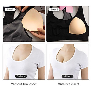 queensecret Bra Pad Inserts 3 Pairs,Bra Insert Pads For A-E,Breast Enhancers Push Up Bra,Bra Pads Sewn Padded for Sports Bra (A/B, Beige)