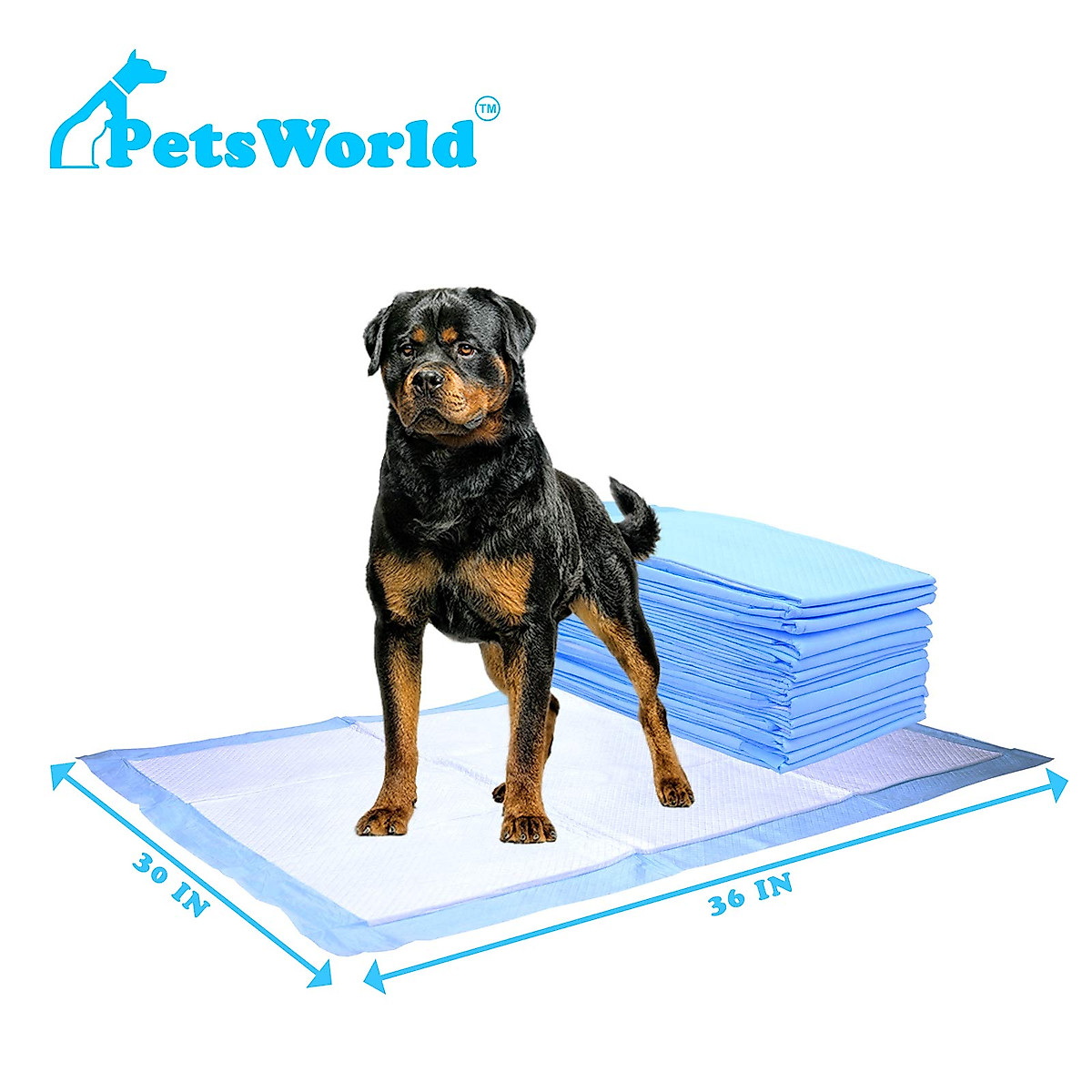 PETSWORLD Extra Large Potty Pads for Dogs, Odor Eliminating 30" x 36", 200 Count Pee Pads for Pets, Gigantic XL Dog Pads, 5 Layer Ultra Absorbent Technology, Leak Proof Training Pads for Dogs & Cats