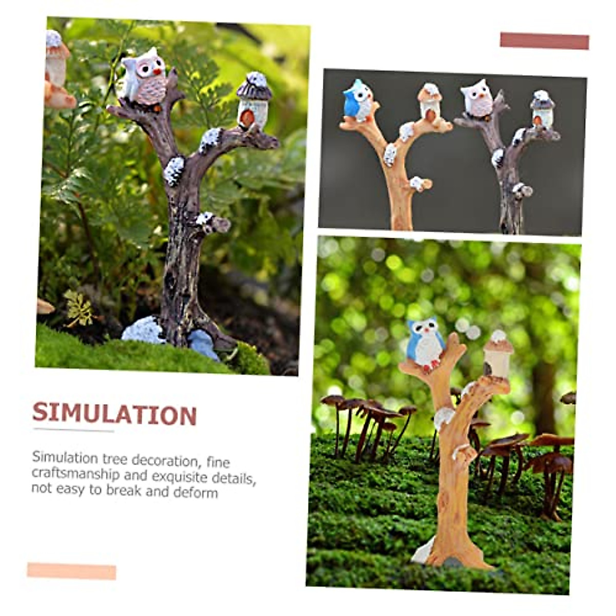 HANABASS 8 pcs Crafts Plant Simulations Bonsai Gardening Figurines Decors Doll Decoration Cartoon Tree Figurine Branch Animals Bird Pots House Decorations Ornaments Potted Mini for