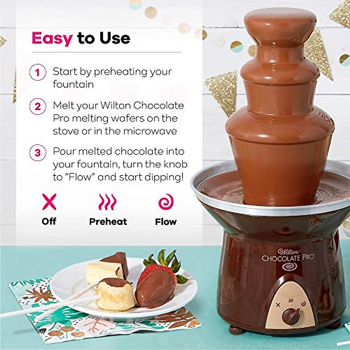 Wilton Chocolate Pro Chocolate Fountain and Fondue Fountain, 4 lb. Capacity