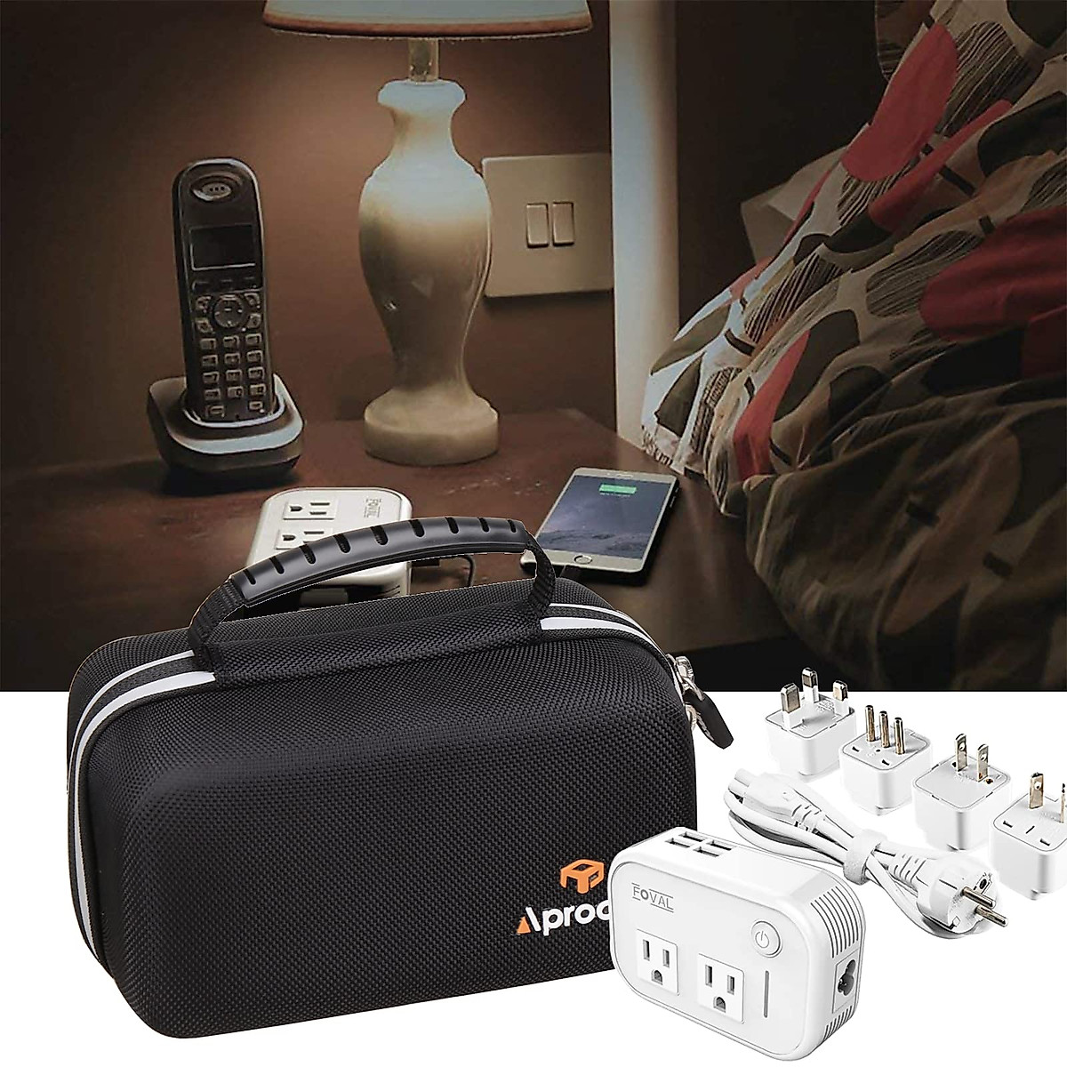 Aproca Hard Storage Travel Case, for FOVAL Power Step Down 220V to 110V / 240V to 100V Voltage Converter