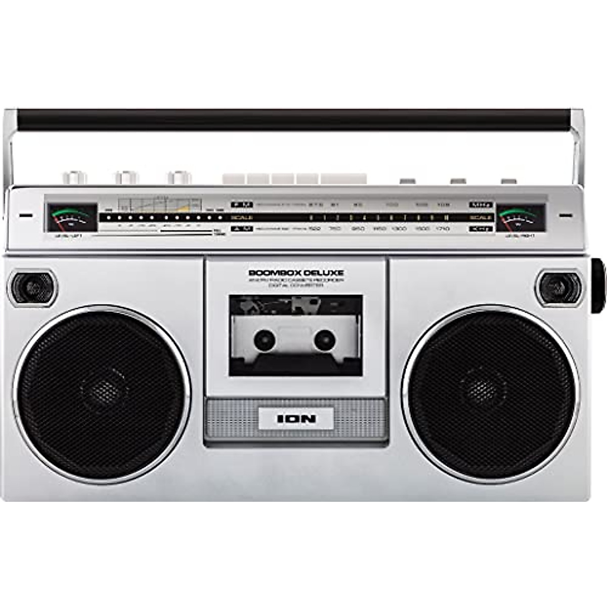 ION Audio Boombox Deluxe Stereo with Bluetooth AM/FM Radio Cassette Dual Speakers Full-Range Bass & Mic (Renewed)