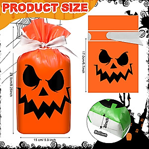 Teenyyou 50 Pcs Halloween Drawstring Treat Bags Halloween Candy Bag Halloween Plastic Snack Bag with Drawstring Halloween Theme Goodie Bag for Halloween Trick or Treat Party Favor Supplies