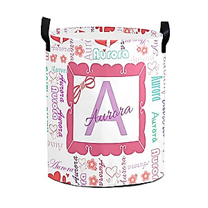 Custom Laundry Baskets with Name Personalized Laundry Hamper Collapsible Clothes Storage Basket with Handle for Bathroom Living Room Bedroom