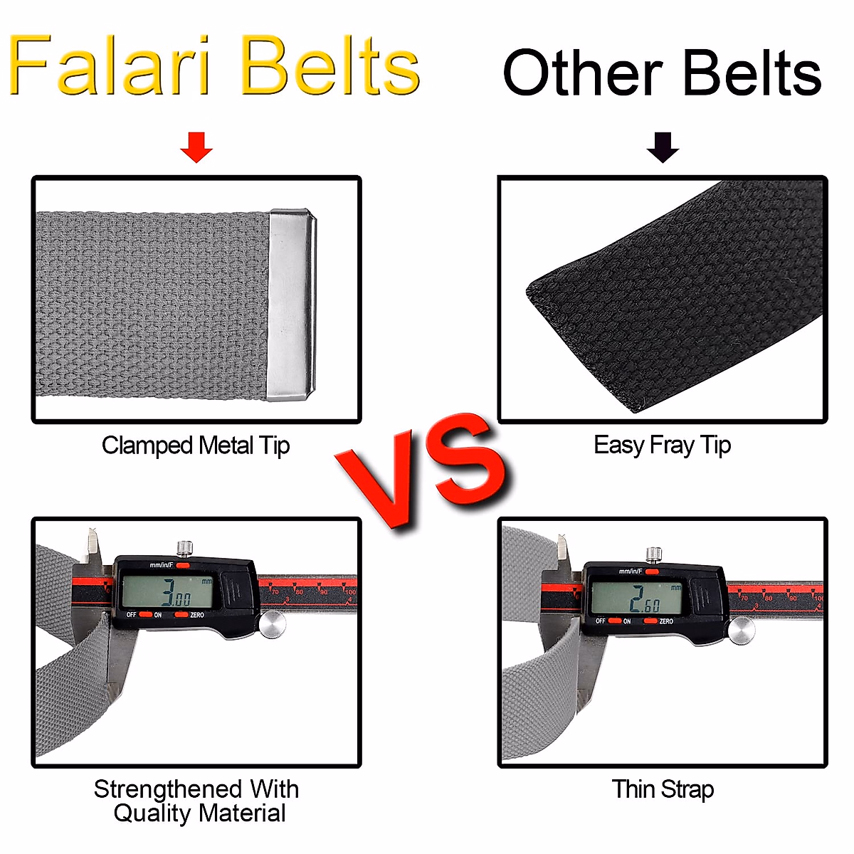 Falari Canvas Web Belt Fully Adjustable Cut to Fit Golf Belt Flip Top Silver Buckle - White