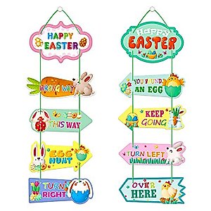 SICOHOME Easter Decoration,10pcs Easter Porch Sign,Easter Porch Banner for Spring Indoor/Outdoor Easter Door Decoration Party Supplies Paper Decor