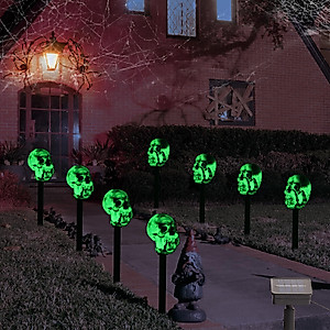 HUYIENO Solar 4pcs Halloween Pathway Lights LED Lights Outdoor Waterproof Halloween Decorations for Garden