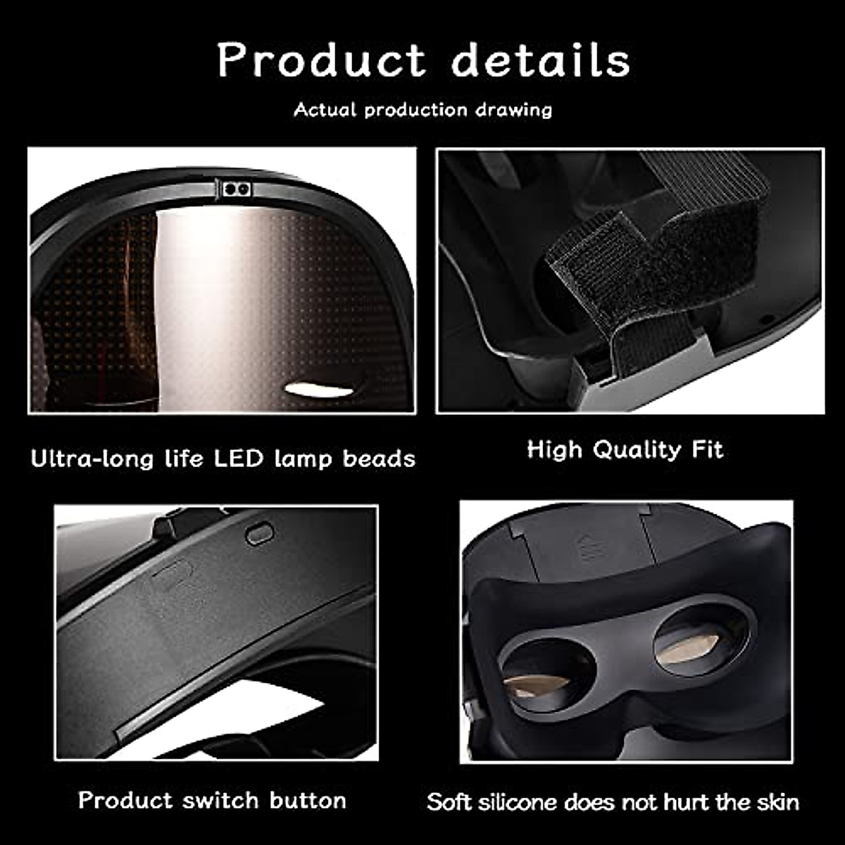 jcwfuno LED masks with Bluetooth programmable, used for costume cosplay party fancy dress party, adults light up rechargeable mask, Halloween party gifts for men ((Rechargeable