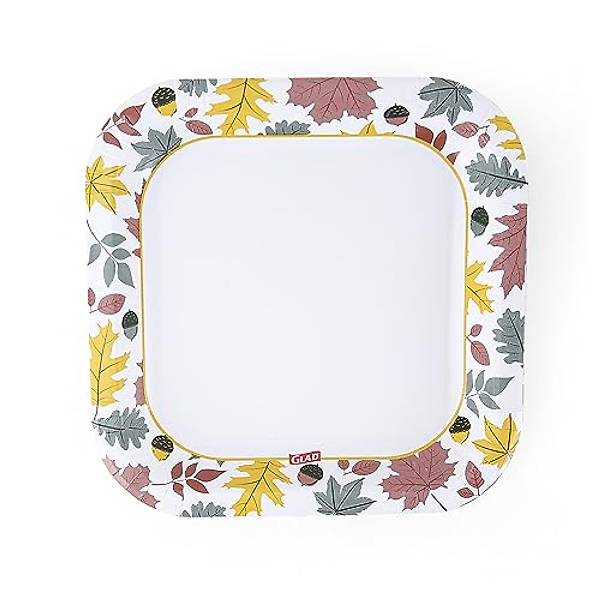 Glad Everyday Square Disposable Paper Plates with Falling Foliage Design, Small | Cut-Resistant, Microwavable Paper Plates for All Foods & Daily Use | 7 Inches, 30 Count