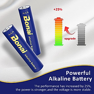 BONAI 1.5V AAA Alkaline Batteries Long-Lasting Triple A Battery High-Performance Leak-Proof 10-Year Shelf Life (40 Count)