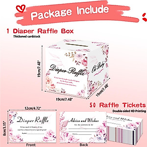 OLOUTAB Baby Shower Games,Diaper Raffle Box for Baby Shower,50 Diaper Raffle Tickets,Raffle Prizes,Diaper Raffle Sign,Thick Cardboard
