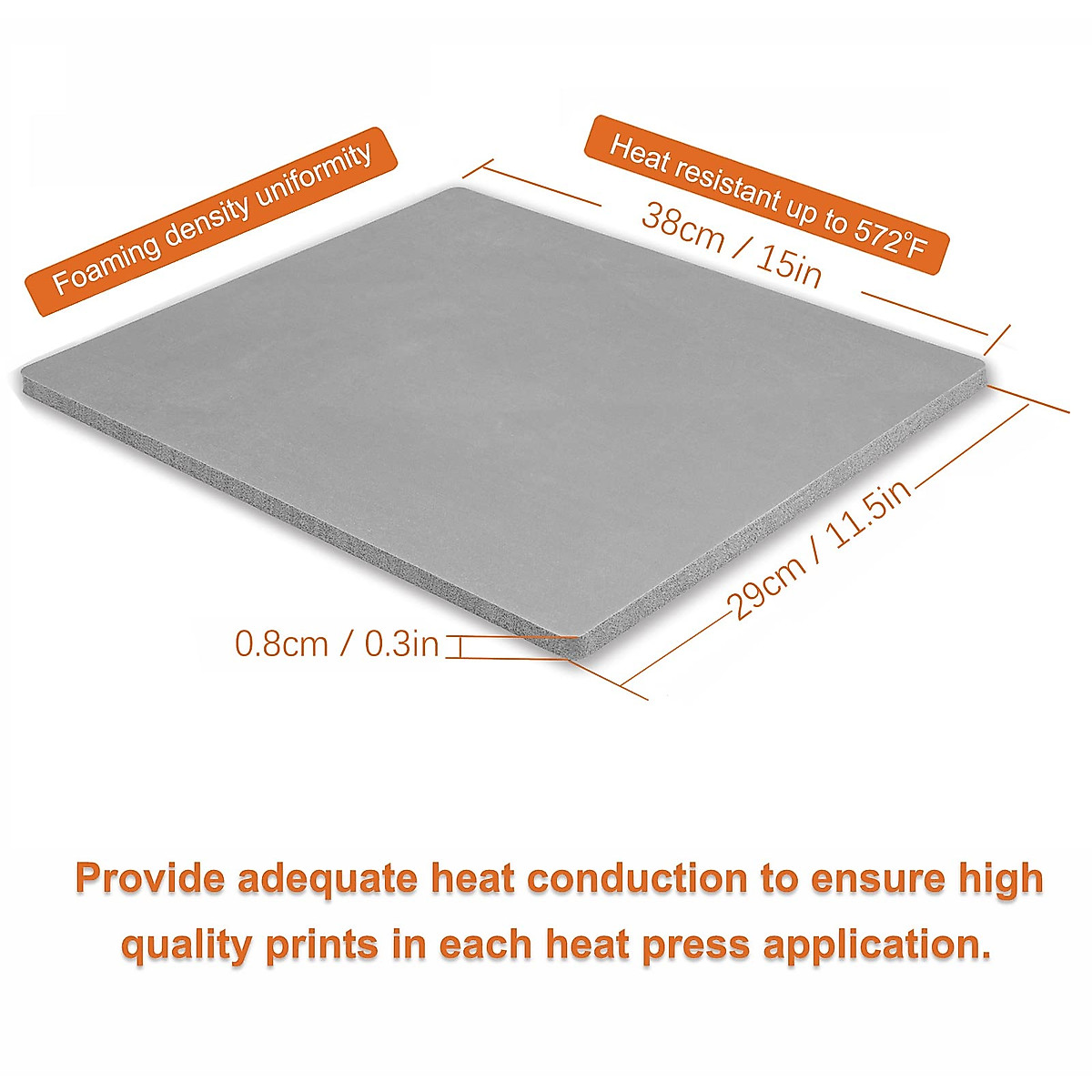 15x12in Silicone Mat for Heat Press 0.33Inch Thickest for Heat Transfer Machine for Cricut Easypress (Mat-1512)