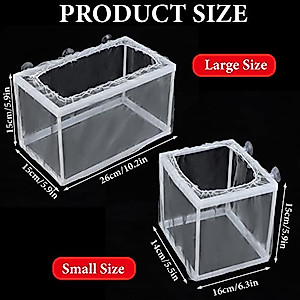 2 Pack Fish Breeding Box, 2 Pcs Fish Tank Breeder Net, Aquarium Separation Net Nylon Incubator Mesh, Fry Hatchery Incubator Mesh with 8 Suction Cup for Newborn Small Fish (Small Size, Big Size)