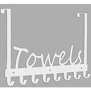 Over The Door Towel Hooks, Towel Rack Wall Mount Towel Holder for Bathroom, Kitchen, Metal Bath Organizer for Door Robe Hooks(White)