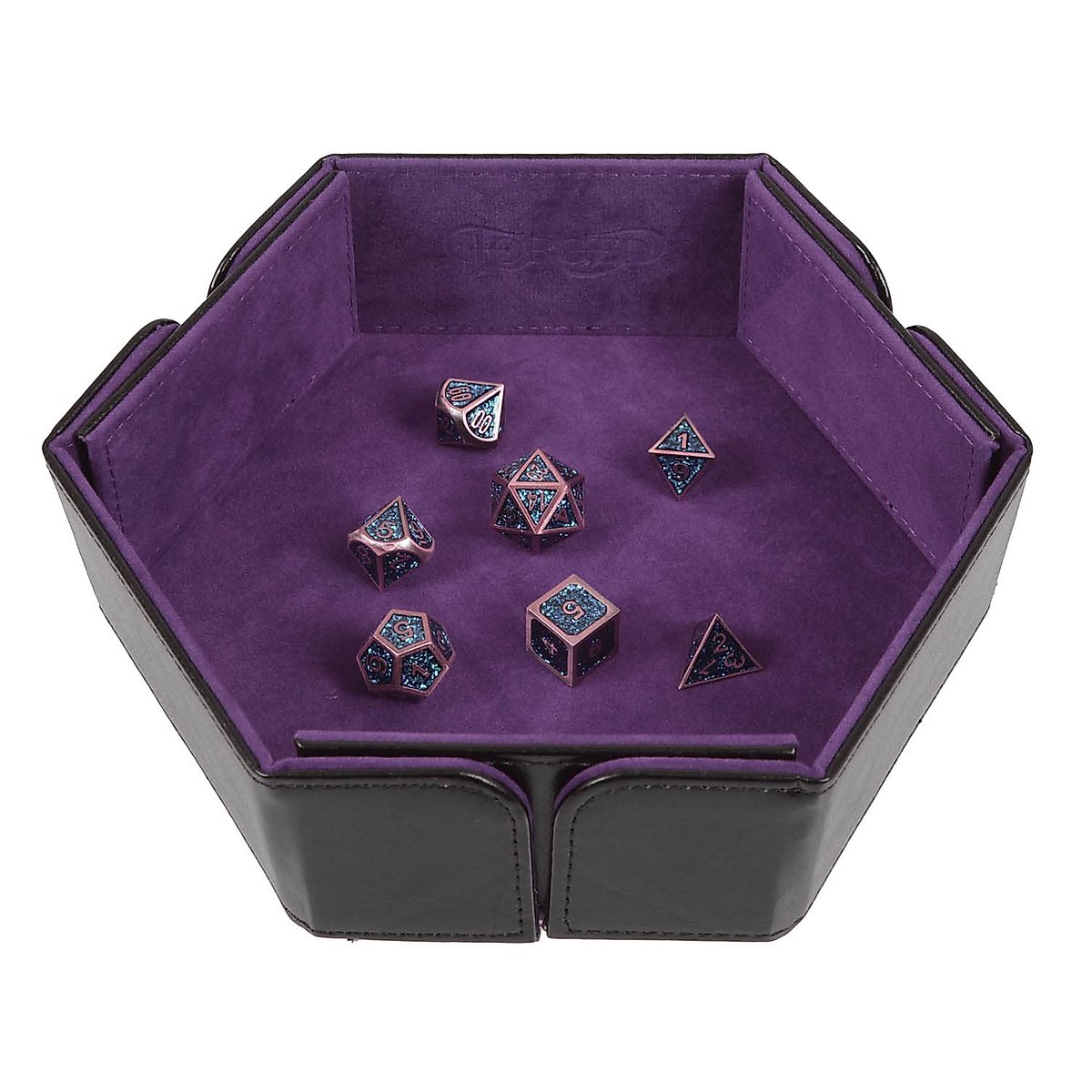 Forged Dice Co. 6.5 Inch Magnetic Folding Dice Tray - Portable Folding Dice Rolling Tray for use as DND Dice Tray D&D Dice Tray or Dice Game - Quiets Rolling Metal Dice and Folds Flat - Purple