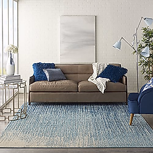 Nourison Passion Abstract Navy/Light Blue 8' x 10' Area -Rug, Easy -Cleaning, Non Shedding, Bed Room, Living Room, Dining Room, Kitchen (8x10)