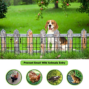 10 Pack Animal Barrier Fence, 17 Inch(H) X 10.8 Ft(L) No Dig Garden Decorative Fencing for Dog, Rabbits, Rustproof Metal Wire Panel Border for Ground Stakes, Outdoor Yard Landscape Patio