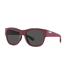 Costa Del Mar Womens Caleta Aviator Sunglasses, Net Plum/Grey Polarized-580G, 55 mm