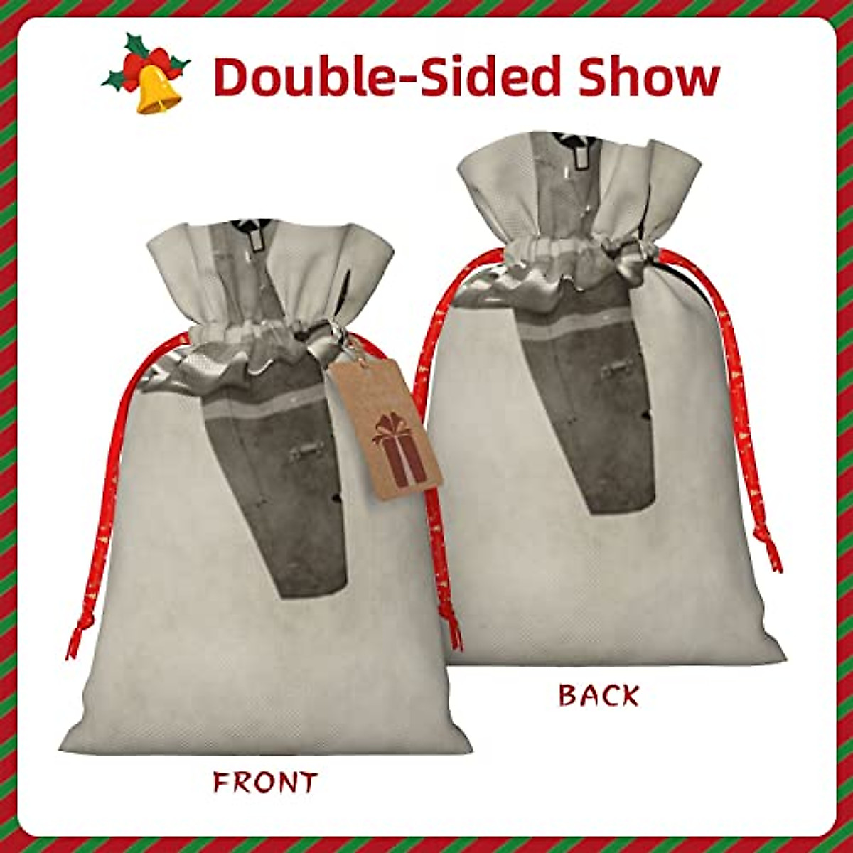 World War 2 Aircraft Airplanechristmas Drawstring Gift Bag, Linen Drawstring Gift Bag, Reusable Drawstring Gift Bag, Used For Christmas, Birthday, Wedding Supplies
