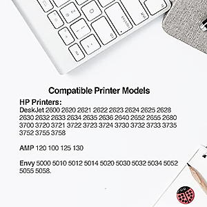 Limeink 5 Remanufactured Ink Cartridge Replacement for 65XL 65 XL High Yield for HP DeskJet 2600 2622 2652 2655 3700 3720 3722 3752 3755 Envy 5000 5052 5055 Printer AMP 100 Black and Color Combo Pack