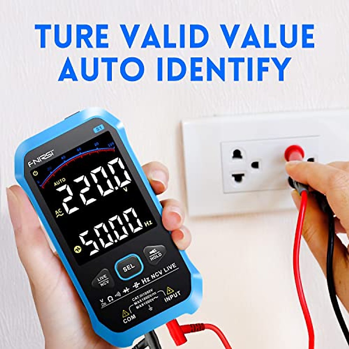 Digital Multimeter FNIRSI S1 Smart Electrical Tester NCV Measures AC/DC Voltage Resistance Continuity Capacitance Temperature Frequency Diode Live Wire Auto Measurement 9999 Counts TRMS