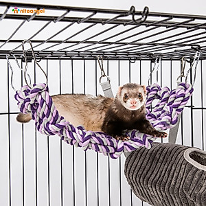 Niteangel Small Animal Activity Toy, Rat and Ferret Cotton Rope Nets (Purple)