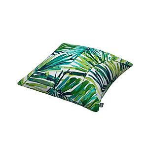 Magpie Fabrics Patio Pillow with Insert 18"x18", Set of 2, Fade-Resistant Outdoor Indoor Cushion Decorative Throw Pillow Decoration for Couch Garden Furniture - Green Palm Leaves