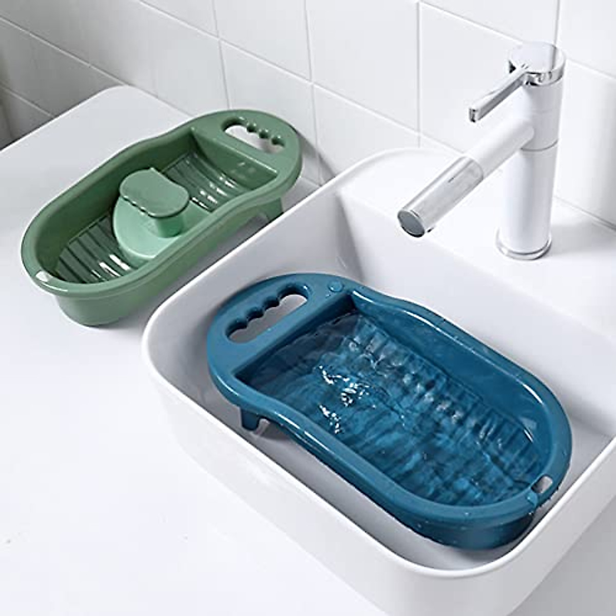 DOITOOL Washboard for Hand Washing Clothes Mini Washboard Personal Laundry Washboard Portable Socks Clothing Scrubbing Board Manual Clothes Handle Washboard 35x18cm