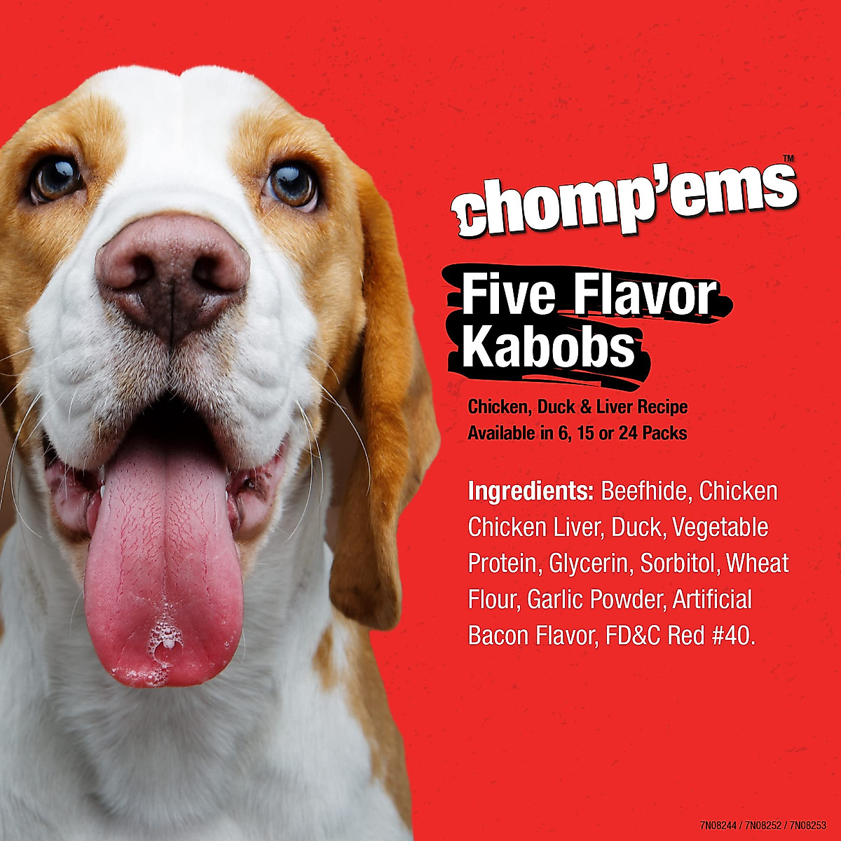CHOMP 'EMS Five Flavor Kabobs Dog Treats - Beefhide Chewstick - High Protein Dog Chews, 15 Count