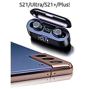 Volt Plus TECH Wireless V5.0 Bluetooth Earbuds Compatible with Lenovo Tab P11 Pro LED Display, Mic 8D Bass IPX7 Waterproof/Sweatproof (Black)