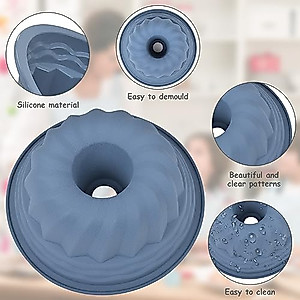 YASYU Silicone Fluted Tube Cake Pan,Non Stick Swirl Cake Baking Mold with Handle,Perfect Bakeware for Jello, Gelatin, Bread,7.5 inch Baking Pan, BPA Free