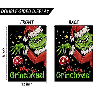 Christmas Garden Flag Linen Double-Sided, Interesting Christmas Linen Yard Flag In Winter, Used For Outdoor Christmas Decoration Of Farmhouses (12 × 18 Inches)