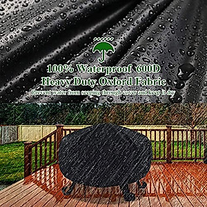 TwoPone Fire Pit Cover Round, 36 Inch Round Firepit Covers for Outdoor, Upgraded Waterproof 600D Fireplace Cover Black