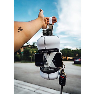 H2O Capsule 2.2L Half Gallon Water Bottle with Storage Sleeve and Covered Straw Lid – BPA Free Large Reusable Drink Container with Handle - Big Sports Jug, 2.2 Liter (74 Ounce) Canvas White