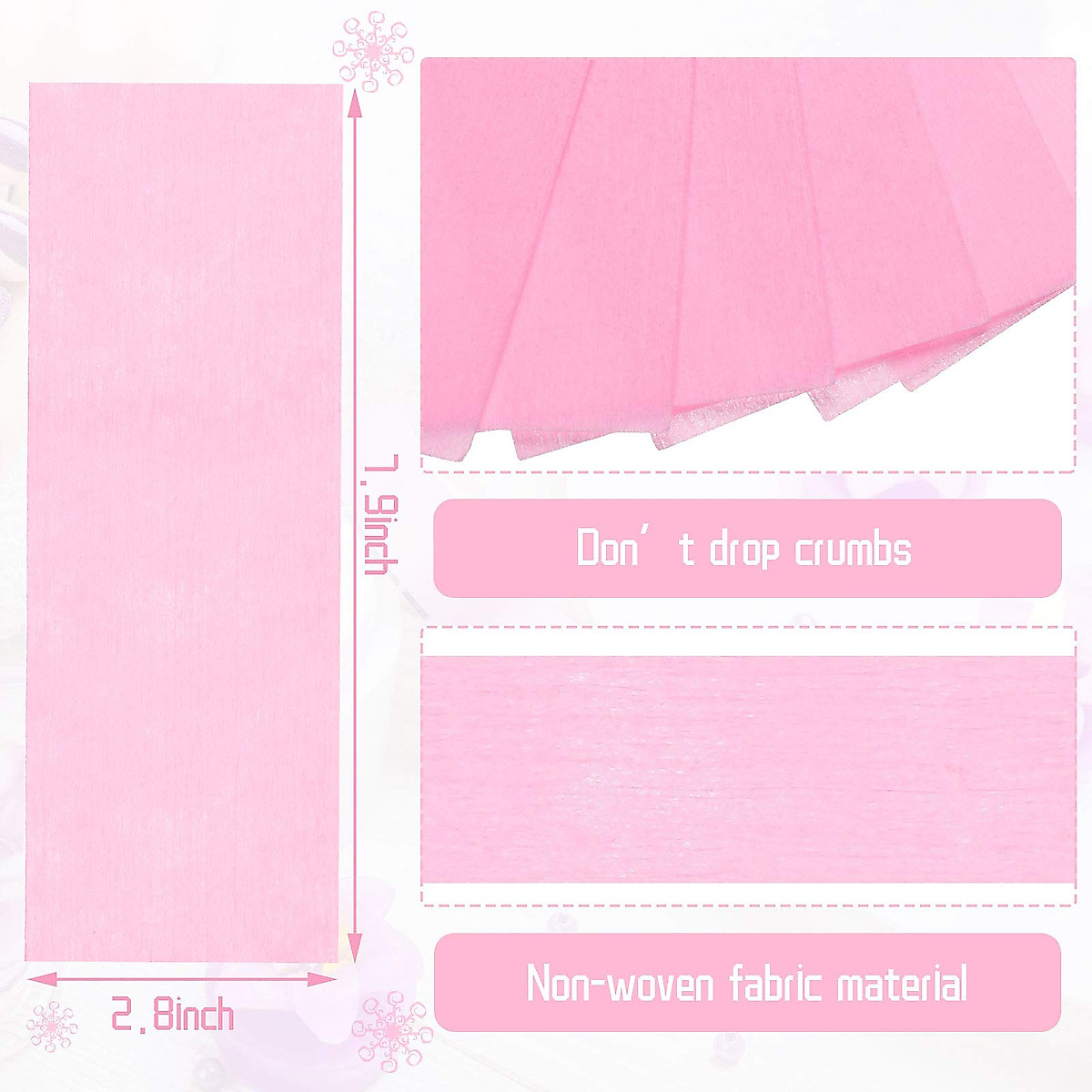 Maitys Waxing Strips, 100 Pieces Pink Non-Woven Removal Wax Strip Facial Body Wax Strip Sheet for Hair Removal and Cleaning (Legs, Bikini, Face)