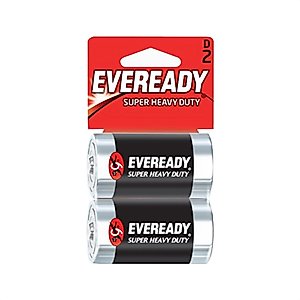 Eveready Super Heavy Duty D 1.5V Batteries - 2PACK