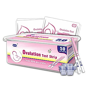 DAVID 50 Ovulation Test Strips, Ovulation Predictor kit, Fertility Test for Women, 50 Free Urine Cup, Fertility Tracker Kit, Accurate Results - 50 Count, LH Test, EXP 10-30-2023